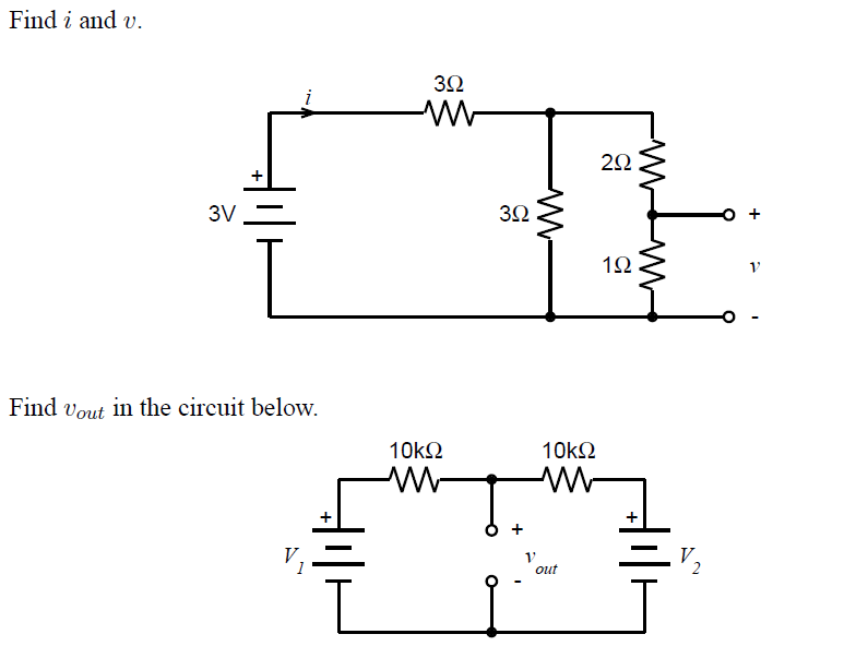 Solved Find i and v. Find vout in the circuit below. | Chegg.com