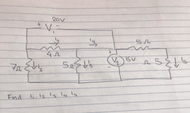 Solved Find i1,i2,i3,i4,i5 of the given circuit. If you | Chegg.com