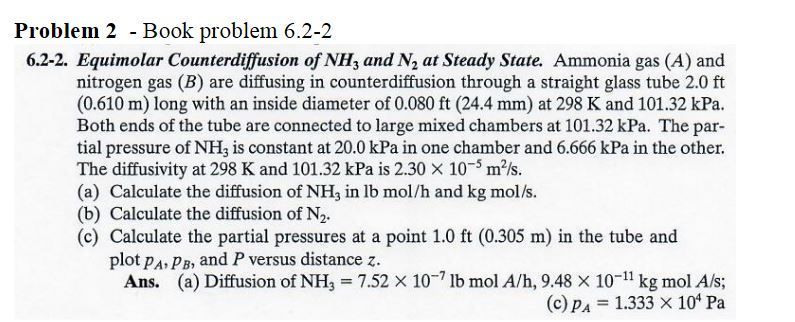 Solved Ammonia gas (A) and nitrogen gas (B) are diffusing in | Chegg.com