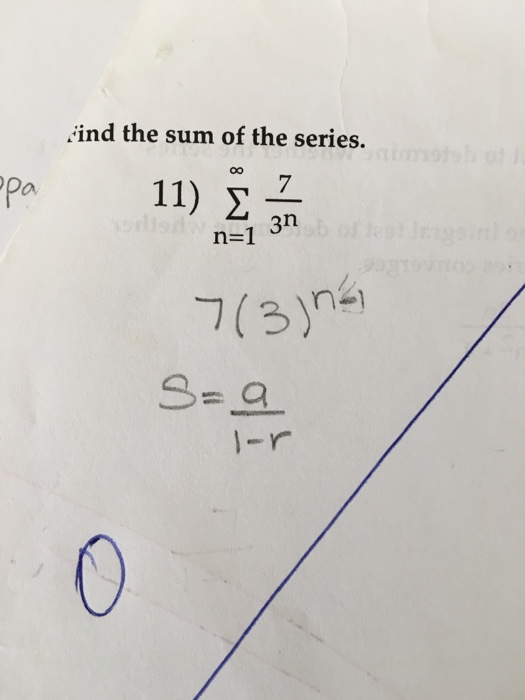 Solved Find the sum of the series. summation n = 1 infinity | Chegg.com
