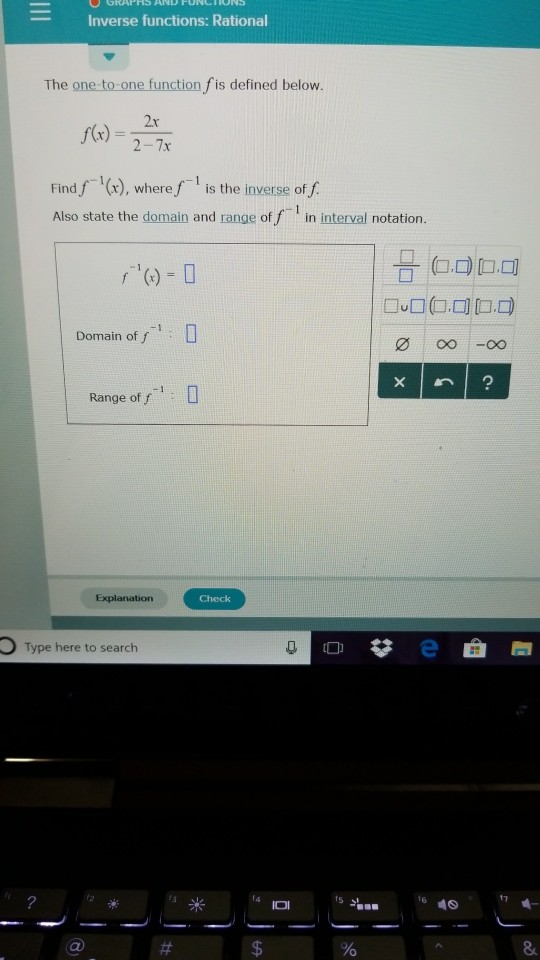 Solved Inverse functions: Rational The one to-one function | Chegg.com