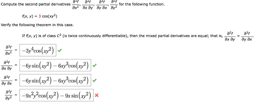 Solved 02f Compute the second partial derivatives a, for the | Chegg.com