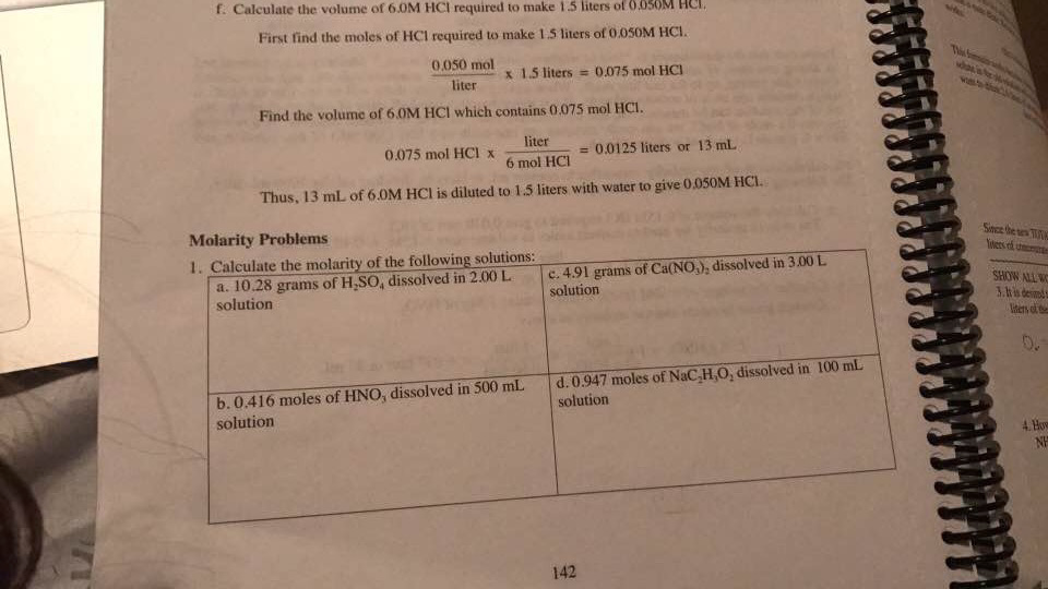 Solved Calculate to volume of 6.0M 0.050M HCl, the make 1.5 | Chegg.com