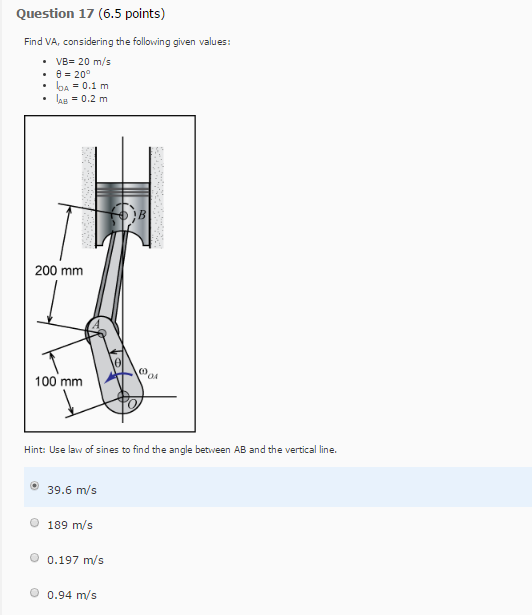 Solved Find VA, considering the following given values: VB= | Chegg.com