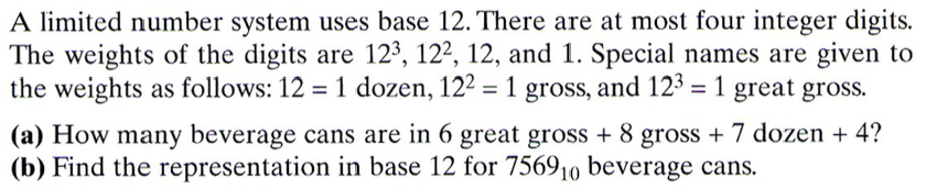 Solved A limited number system uses base 12. There are at | Chegg.com
