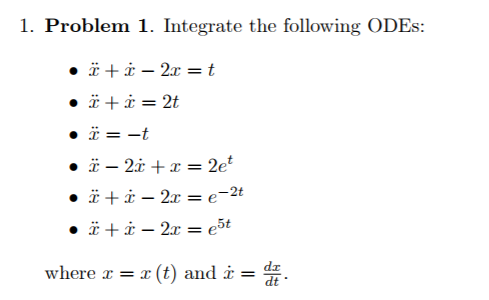 Solved 1. Problem 1. Integrate the following ODEs: where z = | Chegg.com