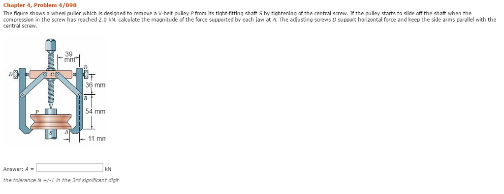 Solved The figure shows a wheel puller which is designed to | Chegg.com