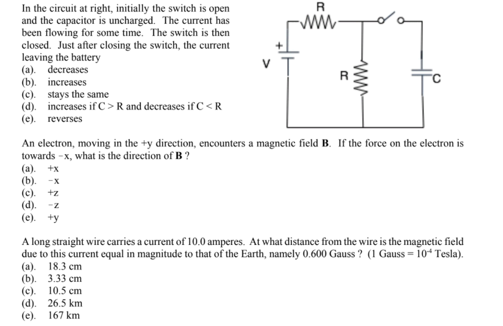 Solved In the circuit at right, initially the switch is open | Chegg.com