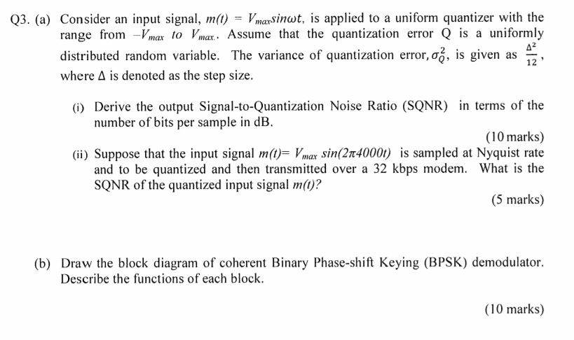 Solved (a) Consider an input signal, m(t) = V_max sin omega | Chegg.com