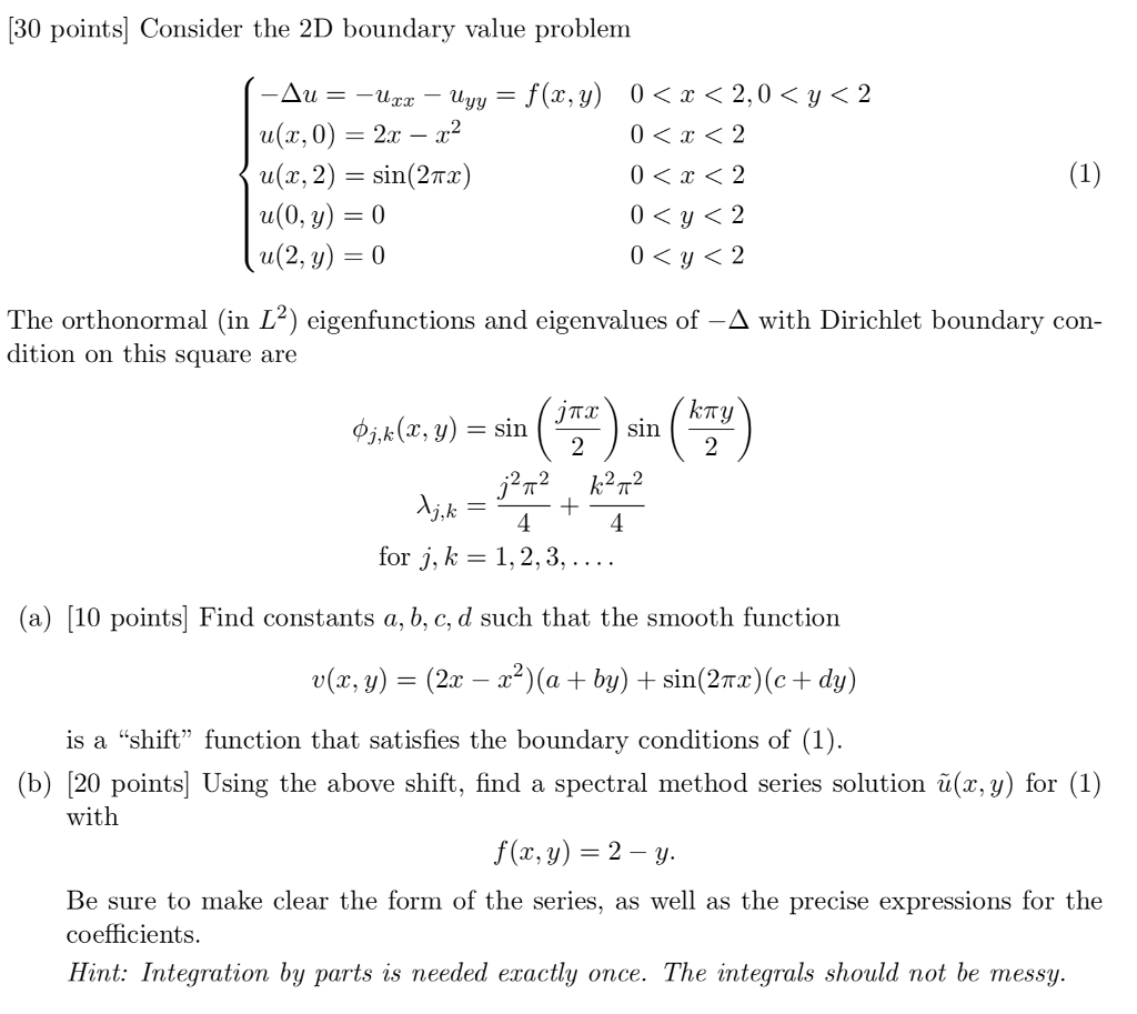 Solved Consider the 2D boundary value problem: The | Chegg.com