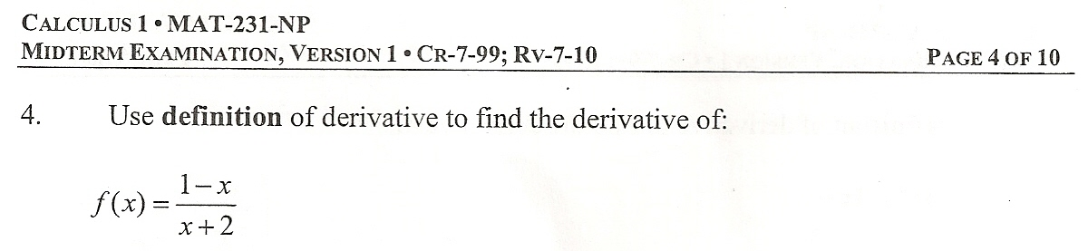 Solved Use definition of derivative to find the derivative | Chegg.com