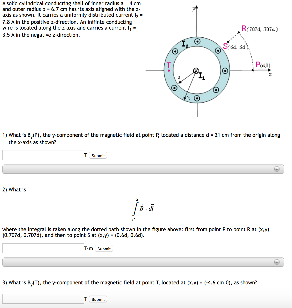 Solved A solid cylindrical conducting shell of inner radius | Chegg.com