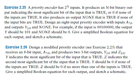 Solved A priority encoder has 2N inputs. It produces an | Chegg.com