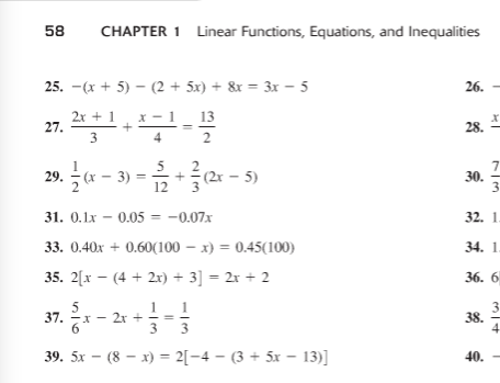 Solved Linear Functions, Equations, and Inequalities -(x + | Chegg.com