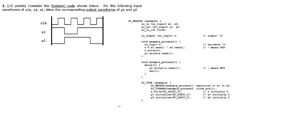 Solved Consider the SystemC code shown below. For the | Chegg.com