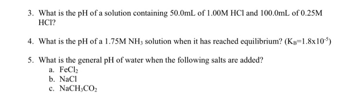 Solved What is the pH of a solution containing 50.0mL of | Chegg.com