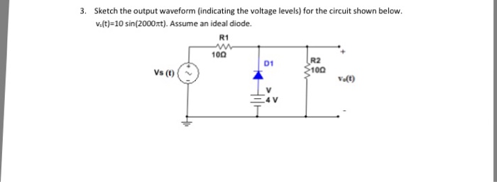 Solved 3. Sketch the output waveform (indicating the voltage | Chegg.com