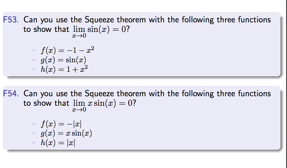 Solved Can you use the Squeeze theorem with the following | Chegg.com