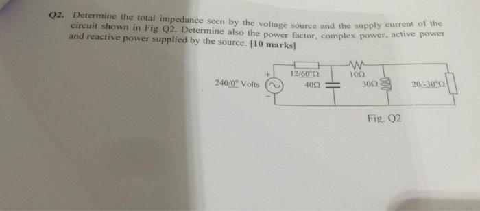 Solved Determine the total impedance seen by the voltage | Chegg.com