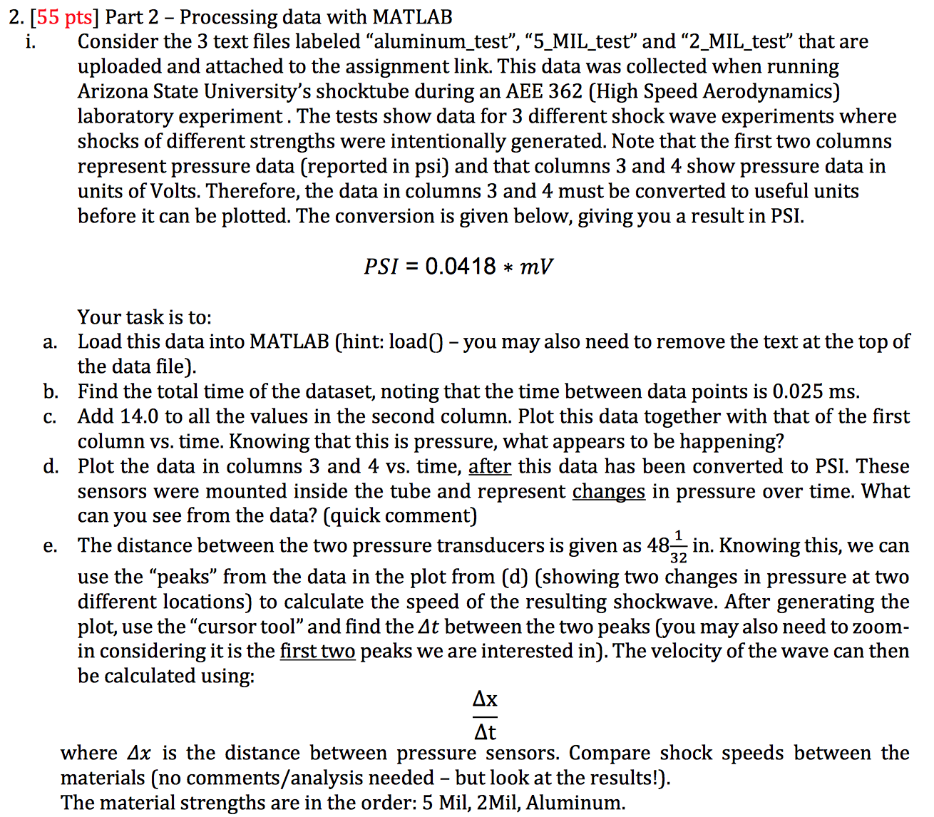Consider the 3 text files labeled "aluminum test", | Chegg.com