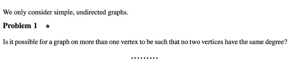 Solved We only consider simple, undirected graphs. Is it | Chegg.com
