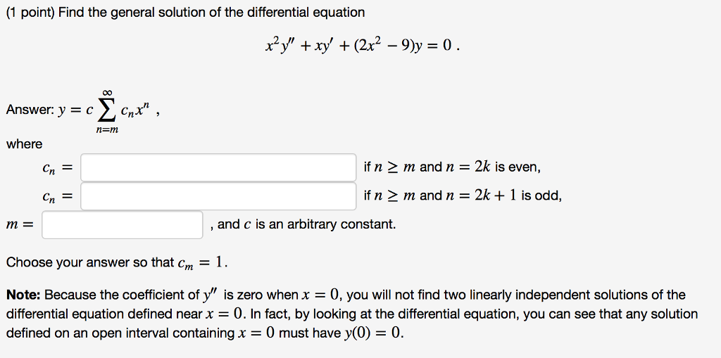 Solved (1 point) Find the general solution of the | Chegg.com
