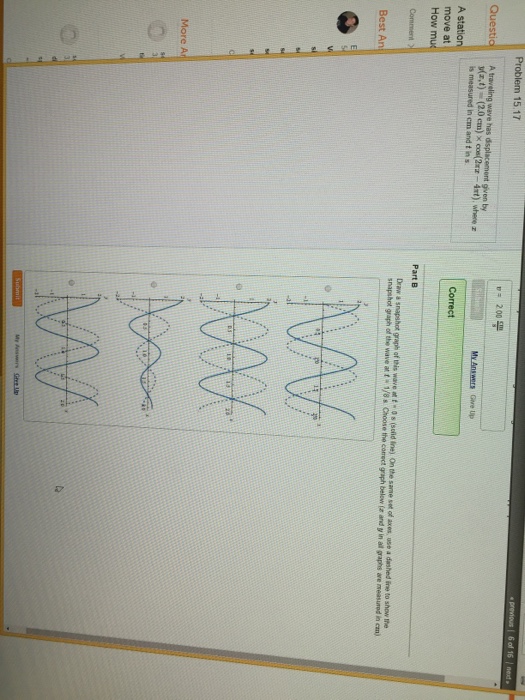 Solved A travelling waves has displacement given by y(x,t) = | Chegg.com