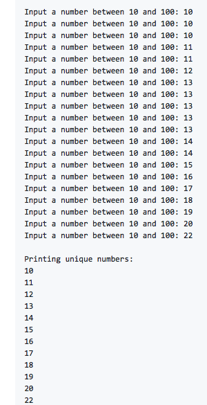 Solved Input a number between 10 and 100: 10 Input a number | Chegg.com
