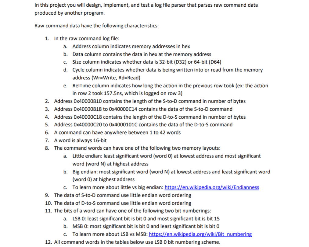 In this project you will design, implement, and test | Chegg.com
