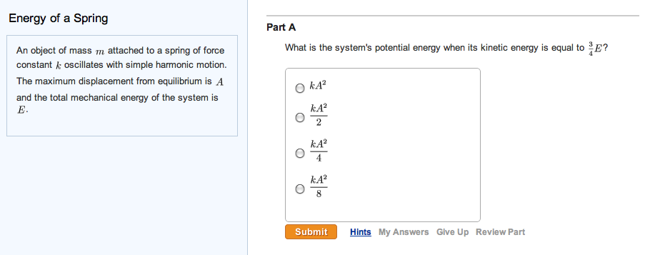 Solved An object of mass m attached to a spring of force | Chegg.com