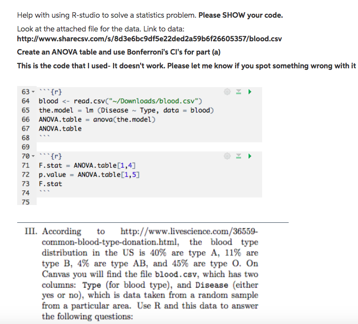 Solved Help with using R-studio to solve a statistics | Chegg.com