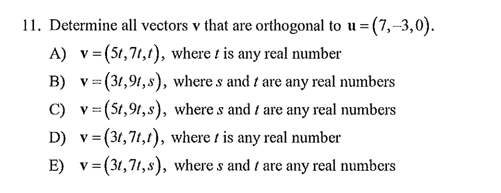 Solved Determine all vectors v that are orthogonal to u = | Chegg.com