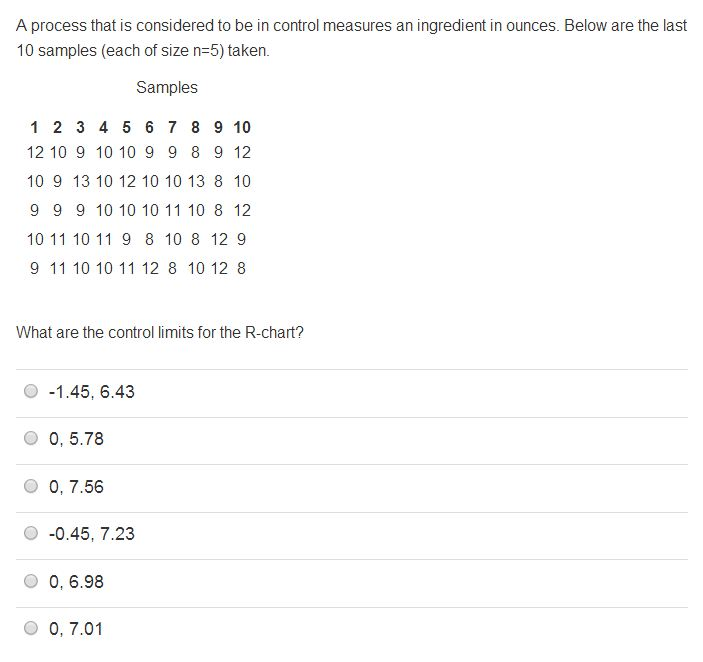 A process that is considered to be in control | Chegg.com