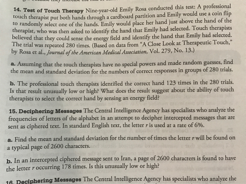 Solved Nine-year-old Emily Rosa conducted this test. A | Chegg.com