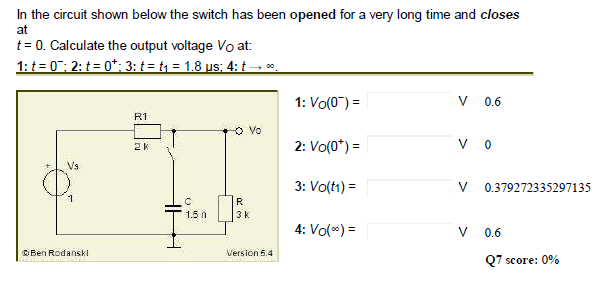 Solved In the circuit shown below the switch has been opened | Chegg.com