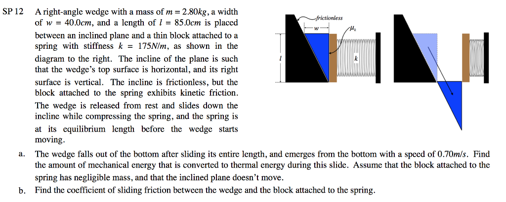 Solved A right-angle wedge with a mass of m = 2.80kg, a | Chegg.com