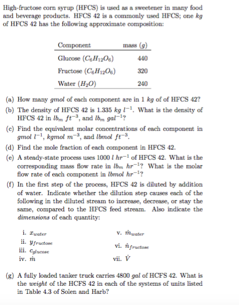 Solved High-fructose corn syrup (HFCS) is used as a | Chegg.com
