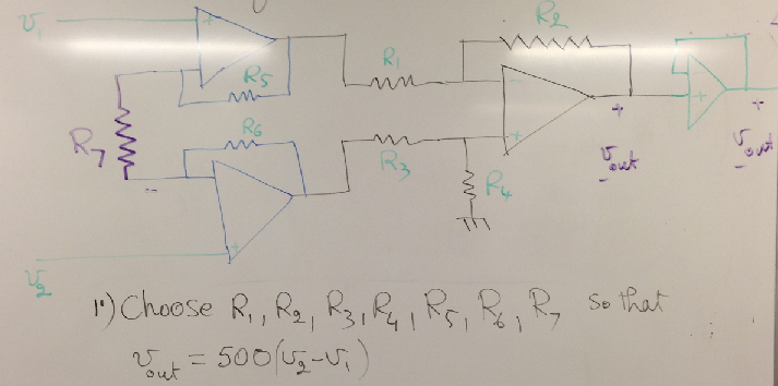 Solved Choose R1, R2, R3, R4, R5, R6, R7 so that vout = | Chegg.com