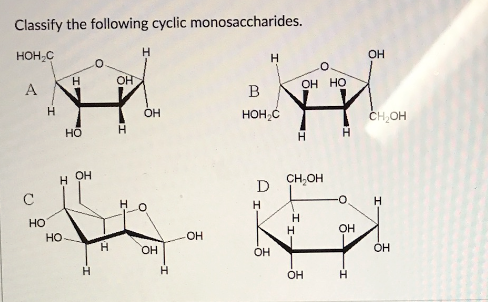 Solved Classify the following cyclic monosaccharides. | Chegg.com