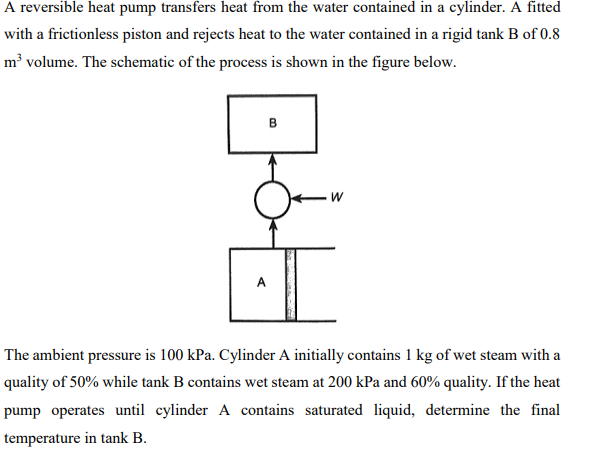 A reversible heat pump transfers heat from the water | Chegg.com
