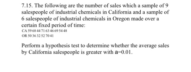 Solved The following are the number of sales which a sample | Chegg.com
