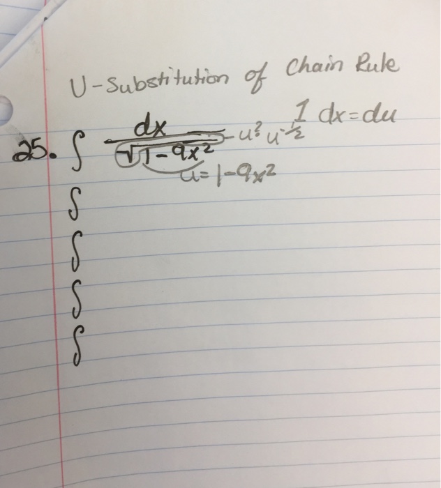 Solved U-Substitution of Chain Rule integral dx/Squareroot | Chegg.com
