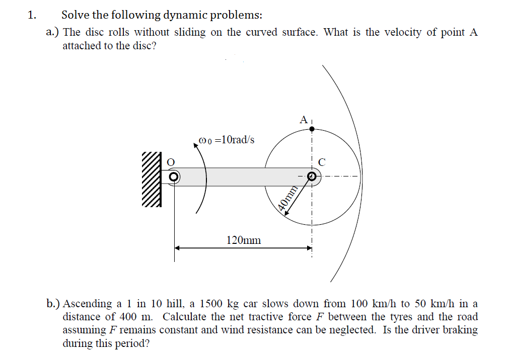 Solved Solve the following dynamic problems: The disc rolls | Chegg.com