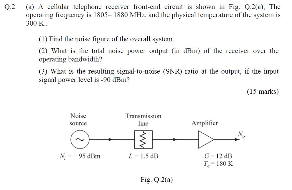 Solved Q.2 (a) A cellular telephone receiver front-end | Chegg.com