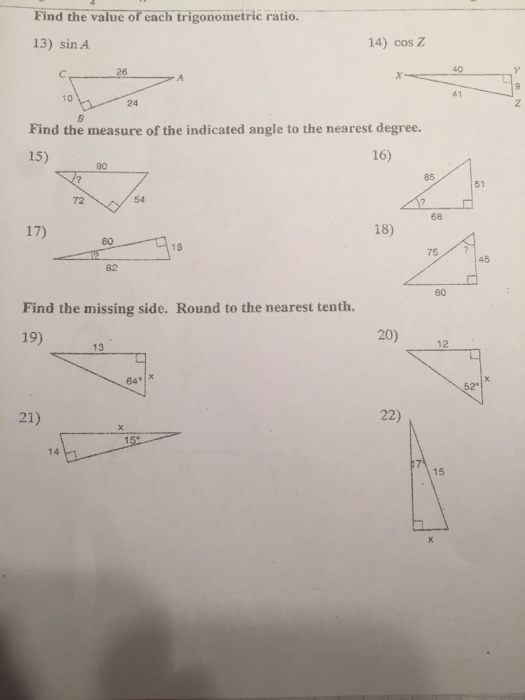 Solved Find the value of each trigonometric ratio.sin A cos | Chegg.com