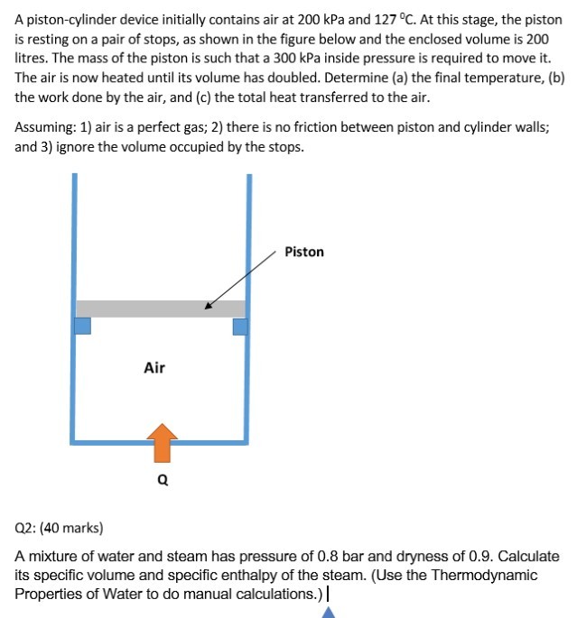 Solved A piston-cylinder device initially contains air at | Chegg.com