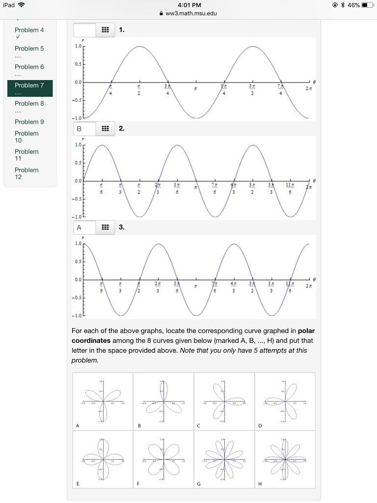 Solved Pad @ * 46%. , 4:01 PM ww3.math.msu.edu Problem4 | Chegg.com