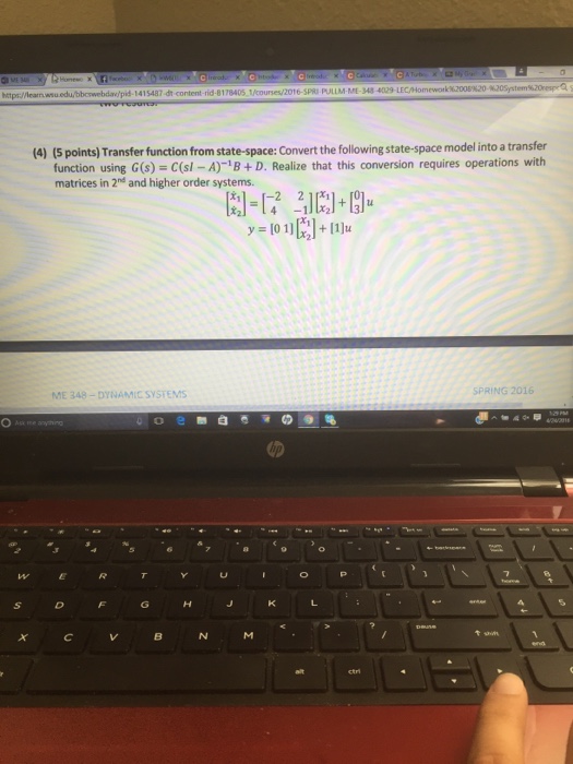 Transfer function from state-space: Convert the | Chegg.com