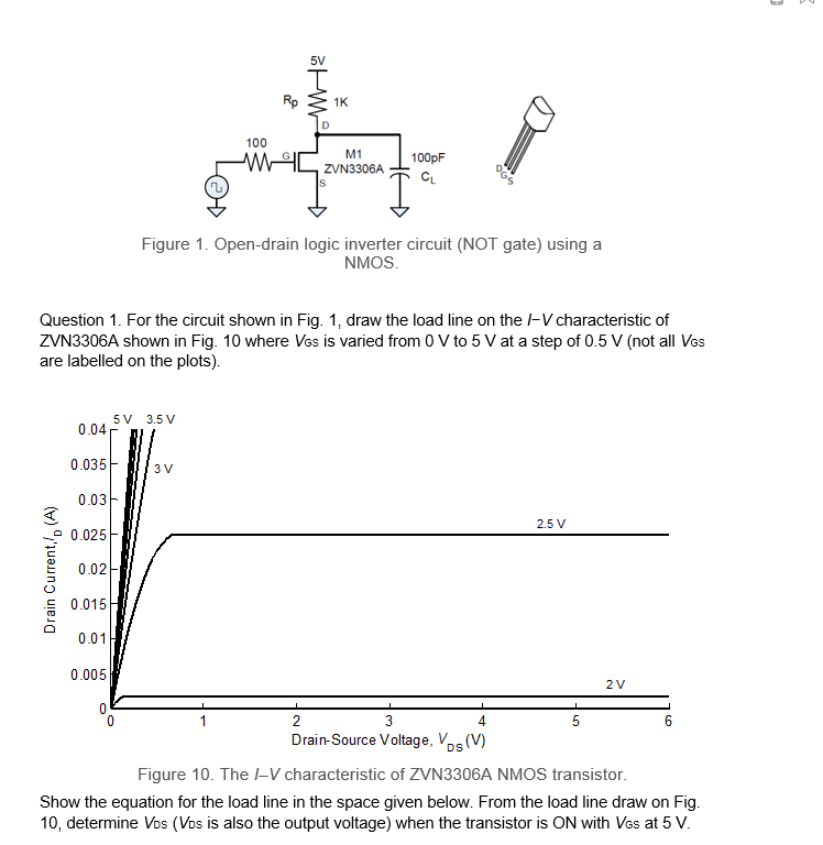 Solved 100 M1 100pF Figure 1. Open-drain logic inverter | Chegg.com