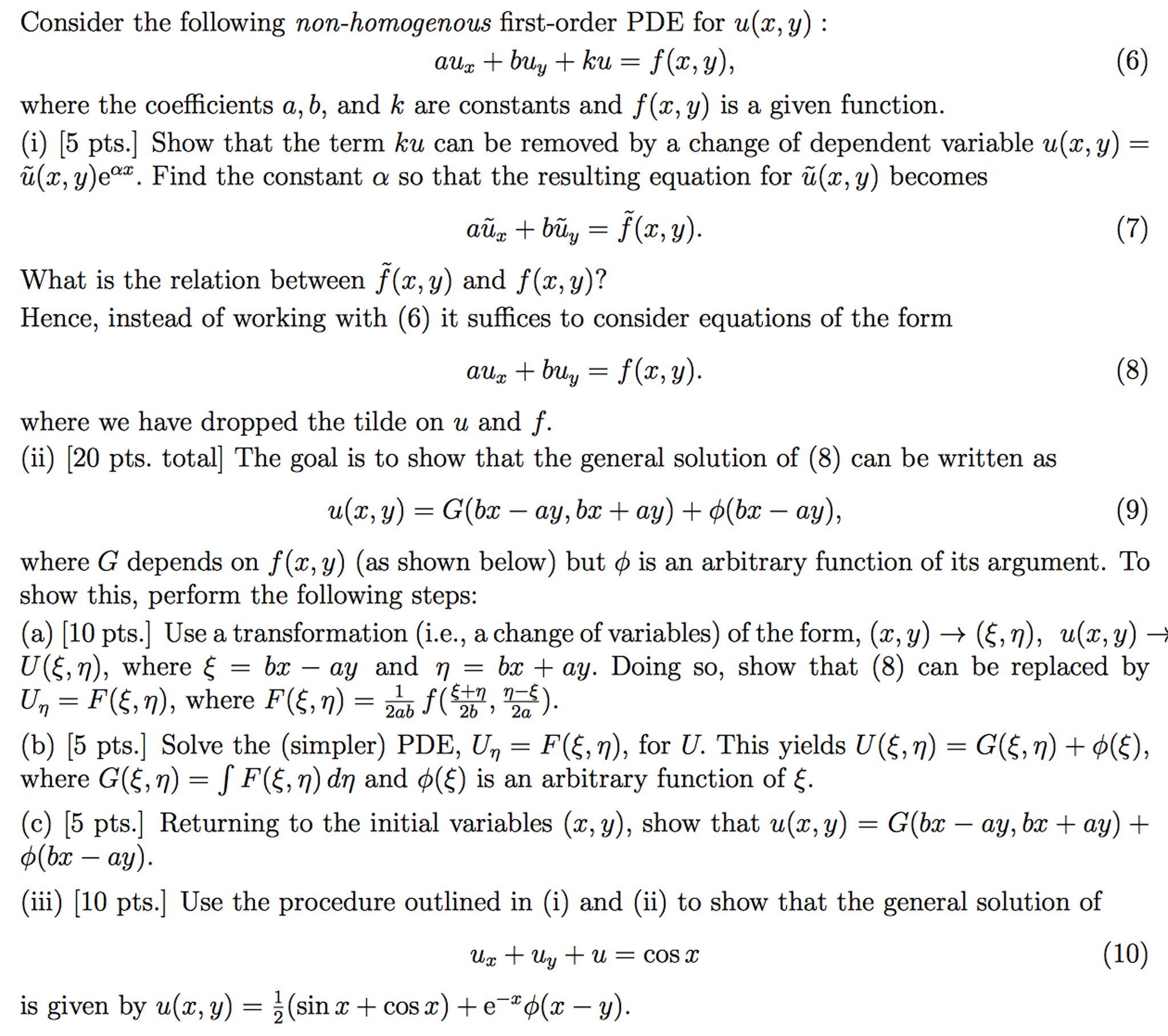 Solved Consider the following non-homogenous first-order PDE | Chegg.com